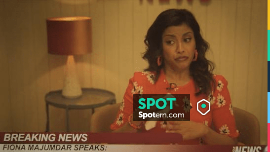 Ganni Red Linaria Floral Print Cotton Blend Top worn by Fiona (Tiya ...