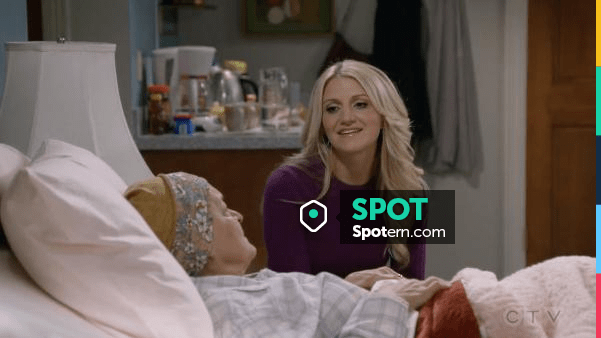 Alice + Olivia Ciara Sweater in puprle worn by Gina Dabrowski ...