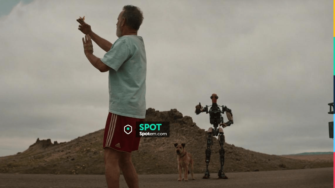 Adidas red short worn by Finch (Tom Hanks) as seen in Finch movie ...