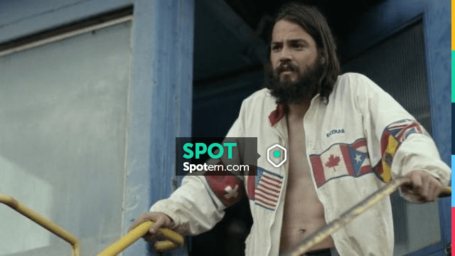 Santiago Sports 'Ecolab' Flag Wrap Around Windbreaker in white worn by ...