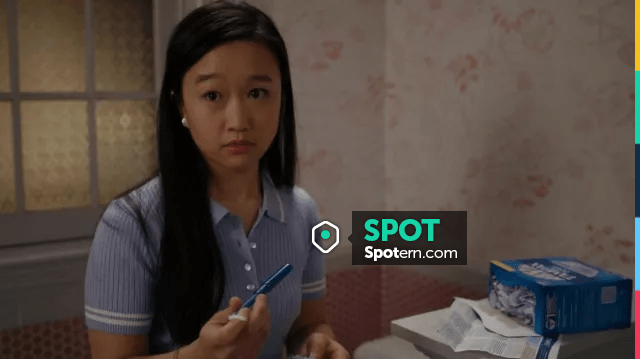 Cynthia Rowley Lilac Knit Cropped Polo Shirt worn by Lily Goldenblatt ...