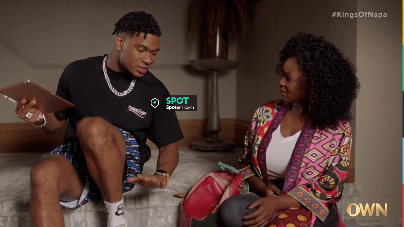 Balenciaga black Logo Tee worn by Christian King (Ashlee Brian) as seen ...