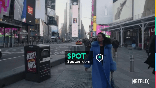 Saks Potts Blue Yvonne Fur-Trimmed Wool Coat worn by Neff (Alexis Floyd ...