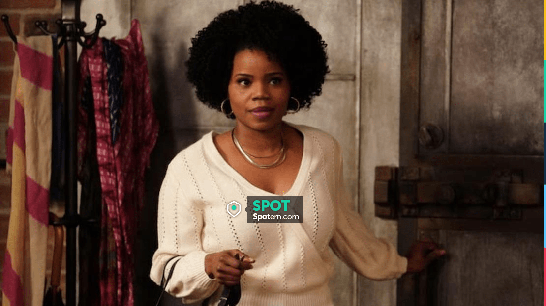 ASTR Wrap Pointelle Sweater worn by Amara Patterson (Kelly Jenrette) as ...