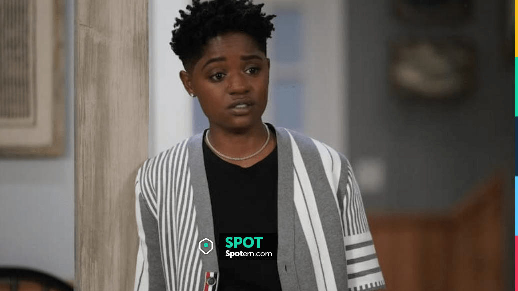 Thom Browne Striped Grey Cardigan worn by Tamia 'Coop' Cooper (Bre-Z ...