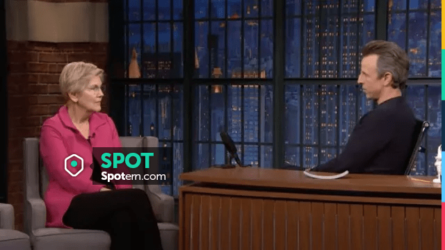 Pink jacket worn by Elizabeth Warren as seen in Late Night with Seth ...