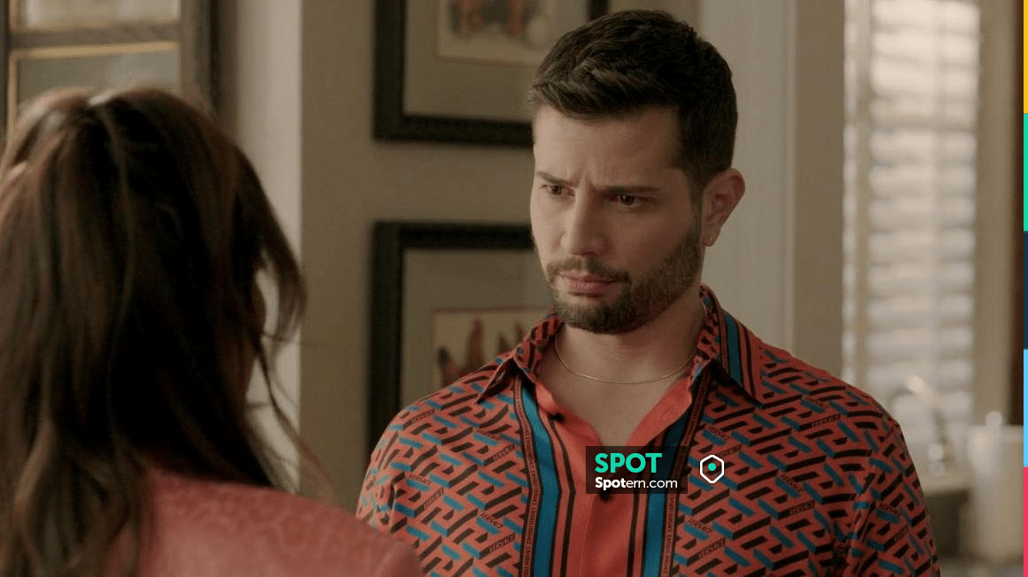 Versace Geometric-Print Shirt worn by Sam Jones (Rafael de la Fuente ...