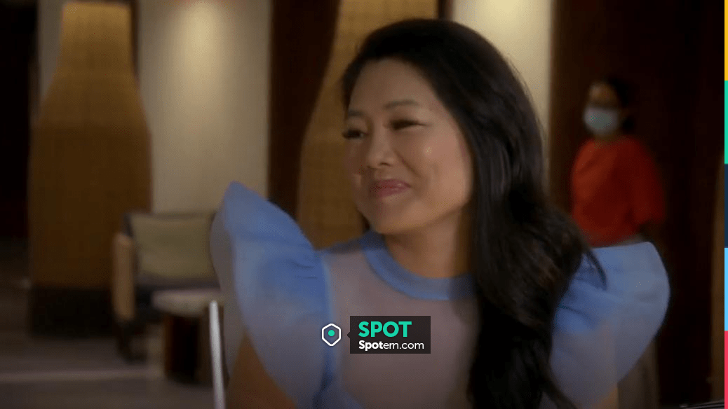 Jonathan Simkhai Ruf­fle Sleeve Top worn by Crystal Kung Minkoff as ...