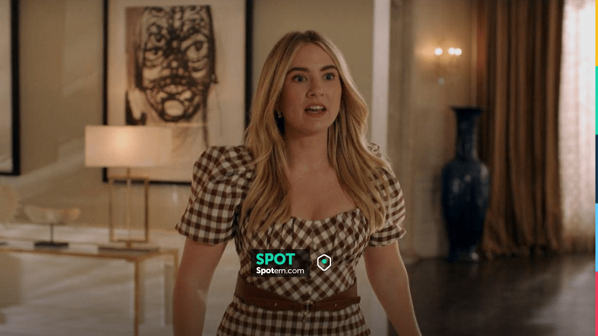 Self Portrait Gingham-Check Square-Neck Dress worn by Amanda Carrington ...