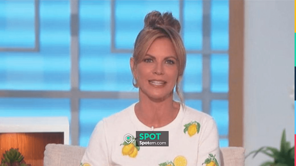 Alice and Olivia Ciara Lemon Embroidered Top worn by Natalie Morales as ...