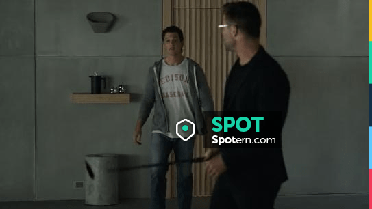 Edison baseball tee worn by Jeff (Miles Teller) as seen in Spiderhead ...