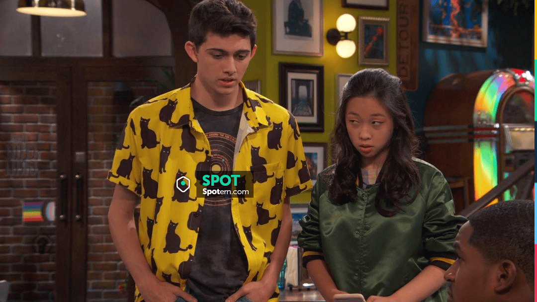 Shein Allover Cat Button Through Shirt worn by Neil (Felix Avitia) as ...