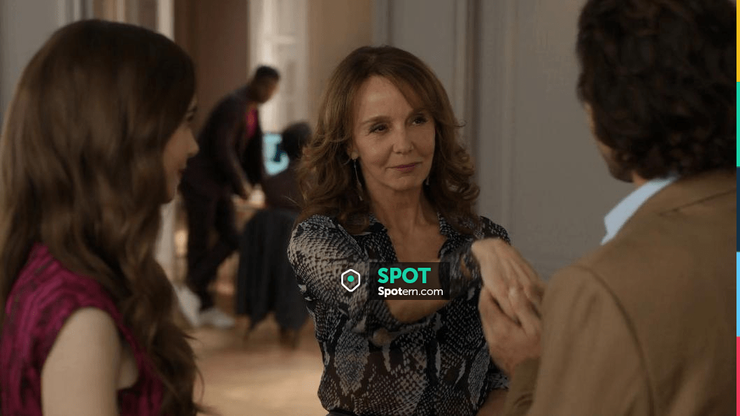 Diane von Furstenberg Blue Snake Print Silk Chiffon Lorelei Shirt worn ...