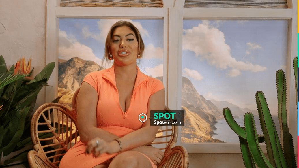 Boohoo Petite High Neck Zip Detail Mini Dress worn by Chloe Ferry as ...