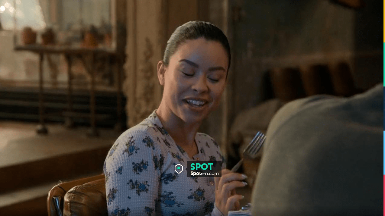 Free People One of the Girls Floral Thermal Henley worn by Mariana ...