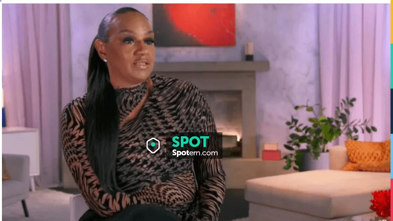 Mugler Flocked Mesh Cut-Out Semi-Sheer Bodysuit worn by Jackie Christie ...