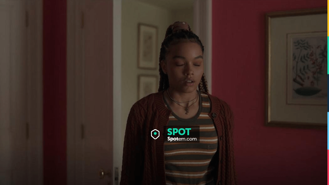 Old Navy Cropped Cable Knit Cardigan worn by Zoya Lott (Whitney Peak ...