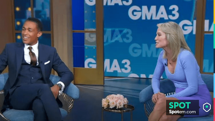 Herve Leger Ottoman Ribbed Mini Skirt worn by Amy Robach as seen in ...