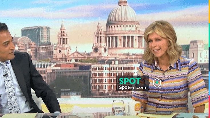 Phoebe Grace Daisy Dress in Purple Waves worn by Kate Garraway as seen ...