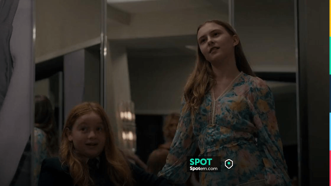 Hemand And Nandita Blue Floral Mini Dress worn by Lynn Bouchard (Brooklyn Shuck) as seen in Evil ...