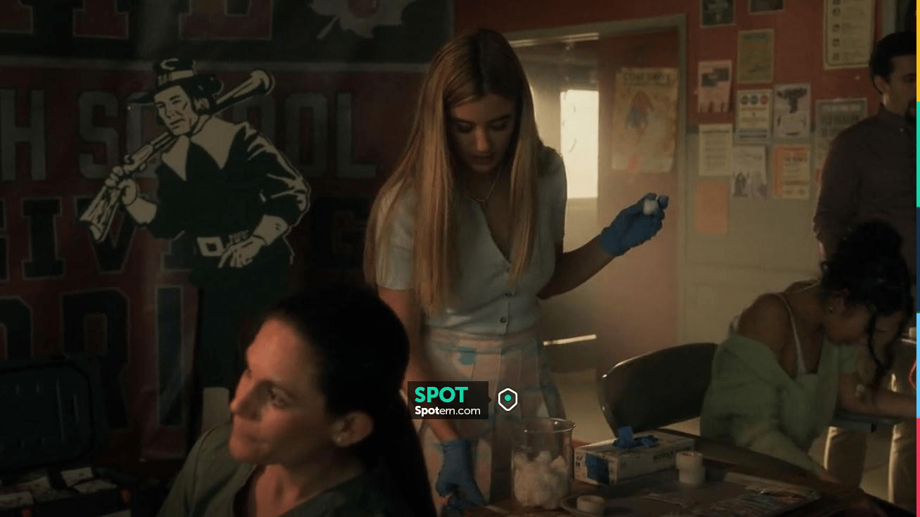 BP Pleated Miniskirt in Pink Blue Painted Camo worn by Kelly Beasley ...