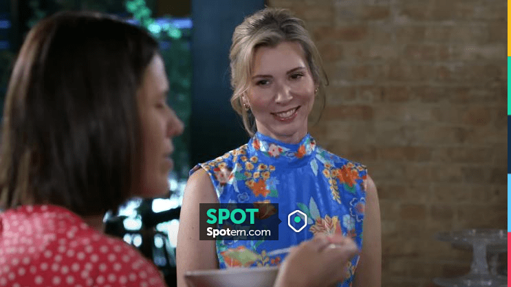 Saloni Fleur Dress In Sapphire Falls worn by Shaina Papach as seen in CBS Mornings on August 29 ...