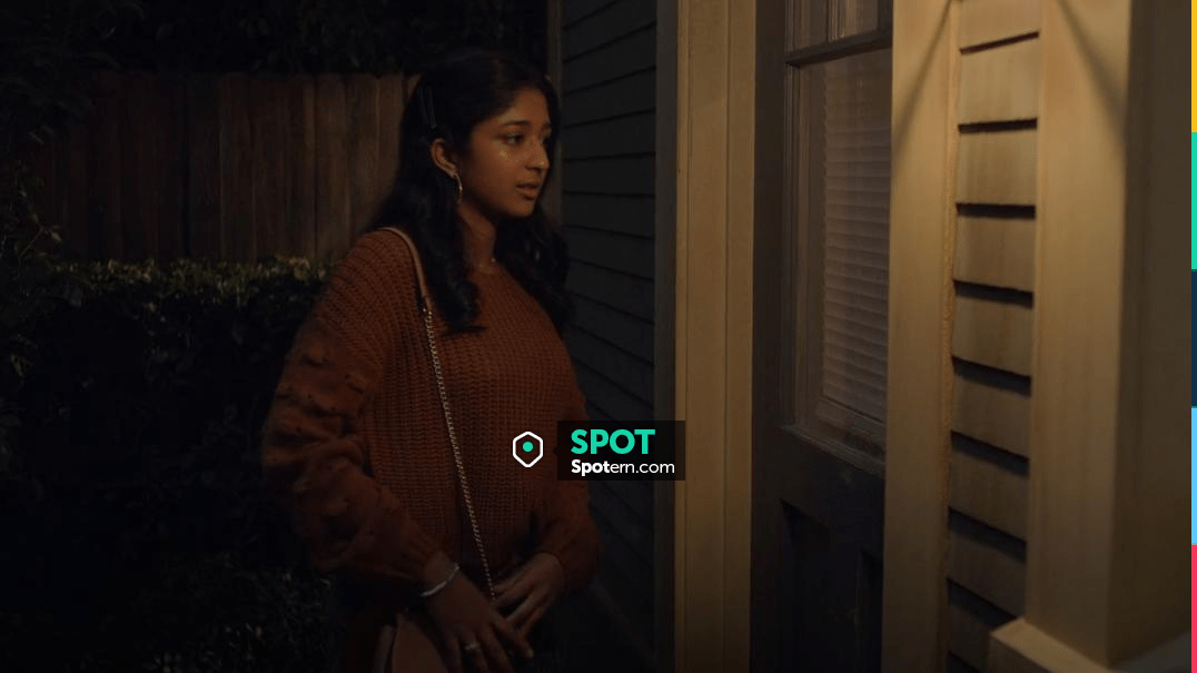 Full Tilt Pom Detail Balloon Sleeve Womens Rust Sweater worn by Devi ...