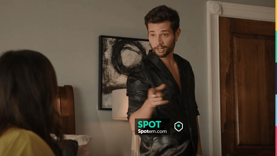 Saint Laurent Shawl Lapel Silk Jacquard Shirt worn by Sam Jones (Rafael ...