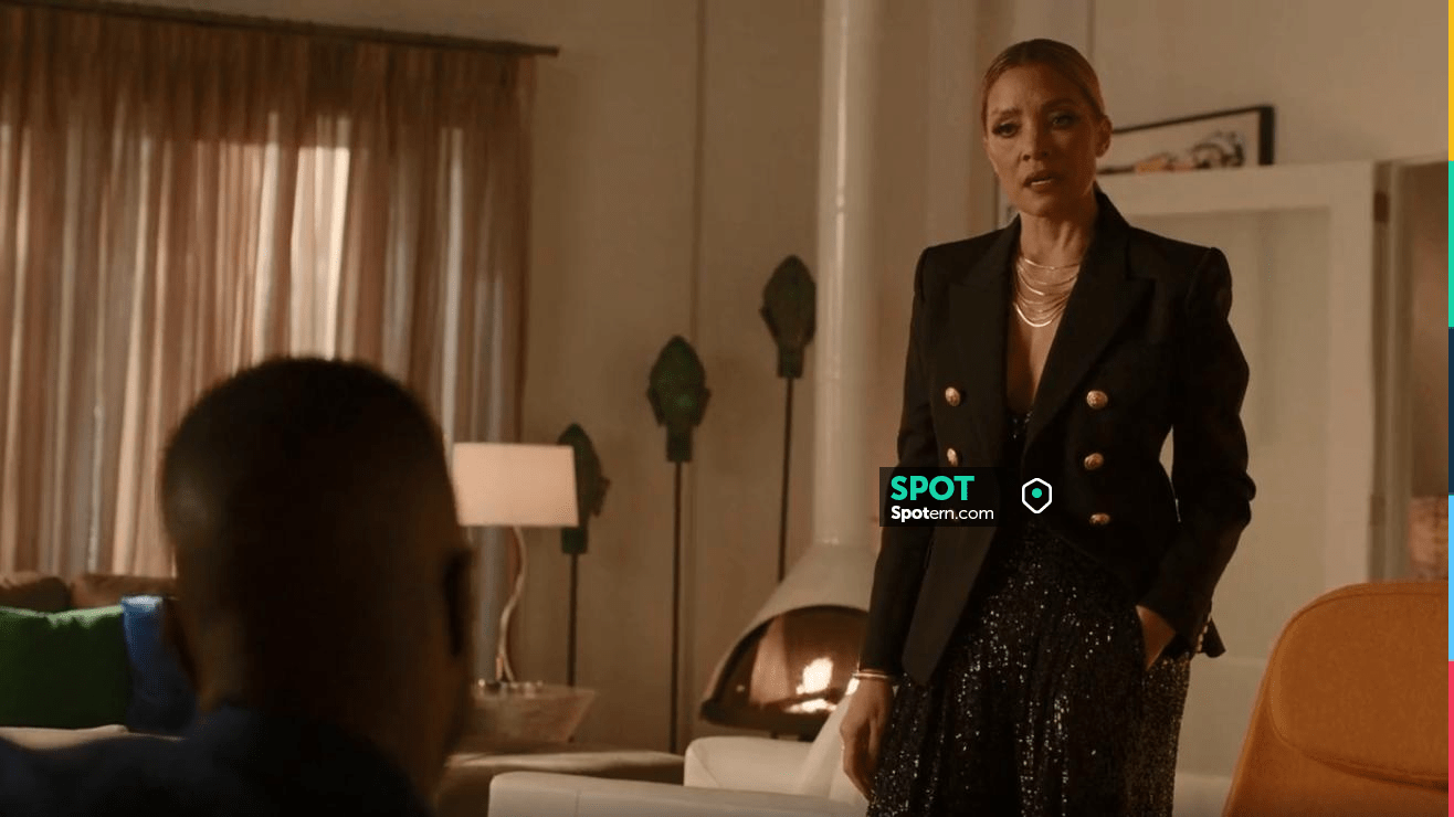 Balmain Sequined Spaghetti Strap Bodysuit worn by Dominique Deveraux ...