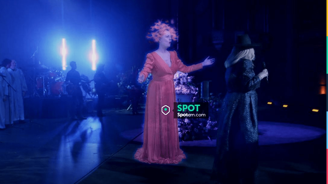 Mac Duggal Pleated Long Sleeve V-Neck Gown Sunset worn by Dottie ...