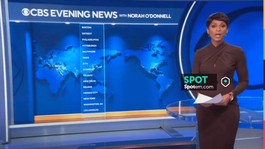 LAUREN Ralph Lauren Mockneck Jersey Dress worn by Jericka Duncan as ...