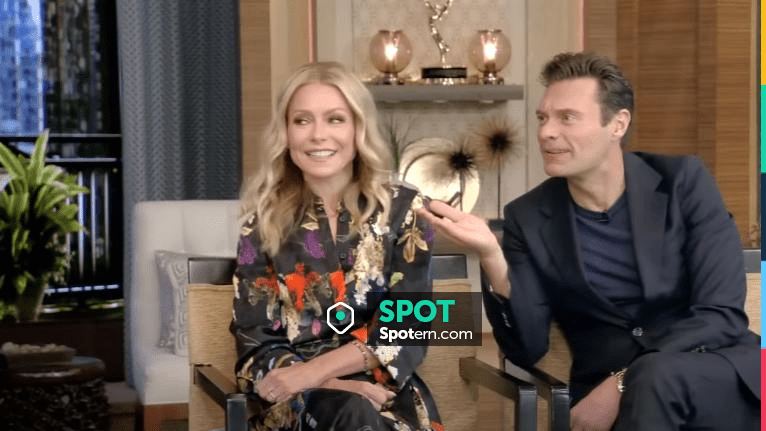 Jason Wu Pleated Long Sleeve Floral Midi Shirt Dress worn by Kelly Ripa ...