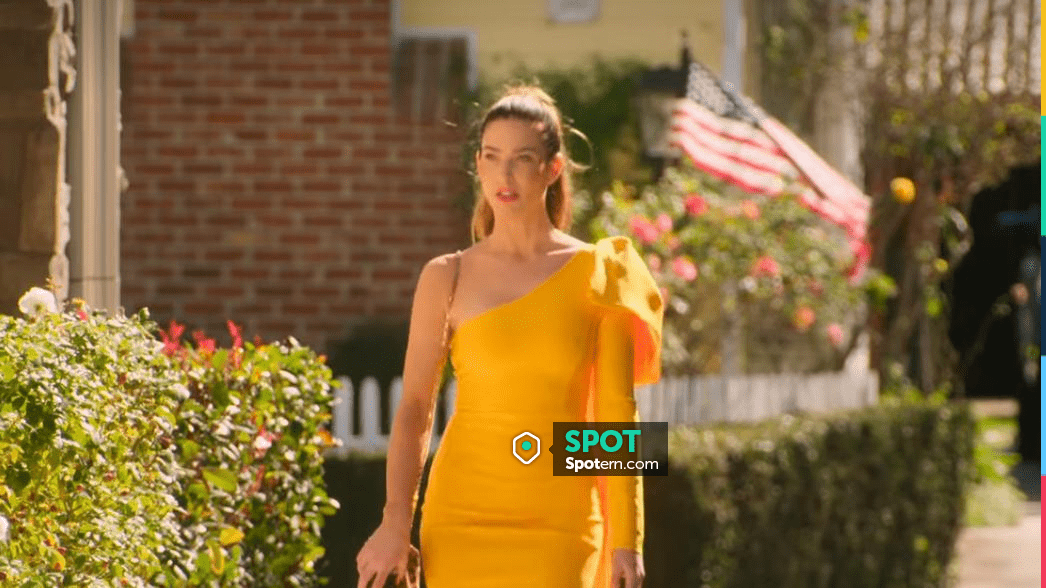 Bella Barnett Abbey Yellow One Shoulder Bandage Dress worn by Polly ...