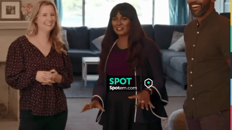 The Limited Navy White Trim Bell Sleeve Front Open Cardigan worn by ...