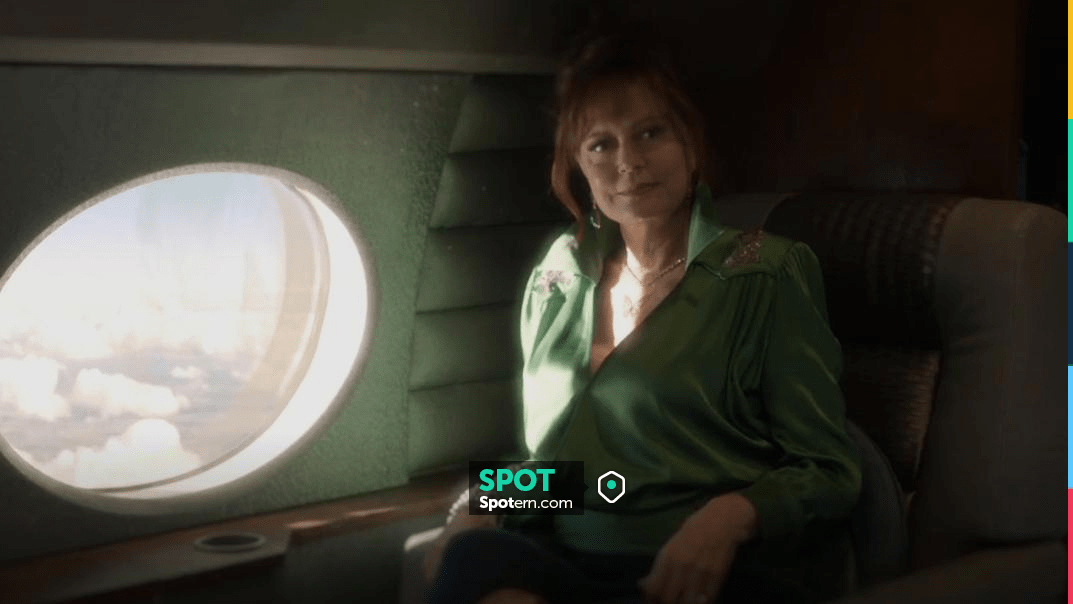 Dundas Fringe-Trimmed Appliquéd Satin Wrap Blouse worn by Dottie ...