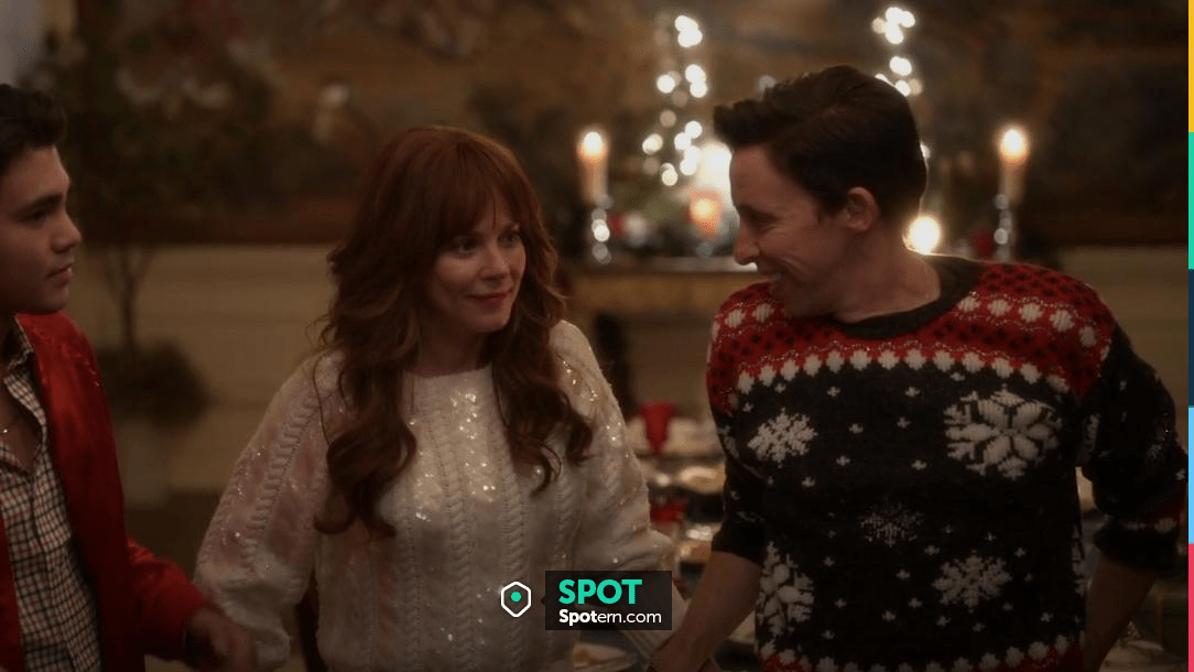 Veronica Beard Yola Ivory Sequined Pullover Sweater worn by Nicolette ...