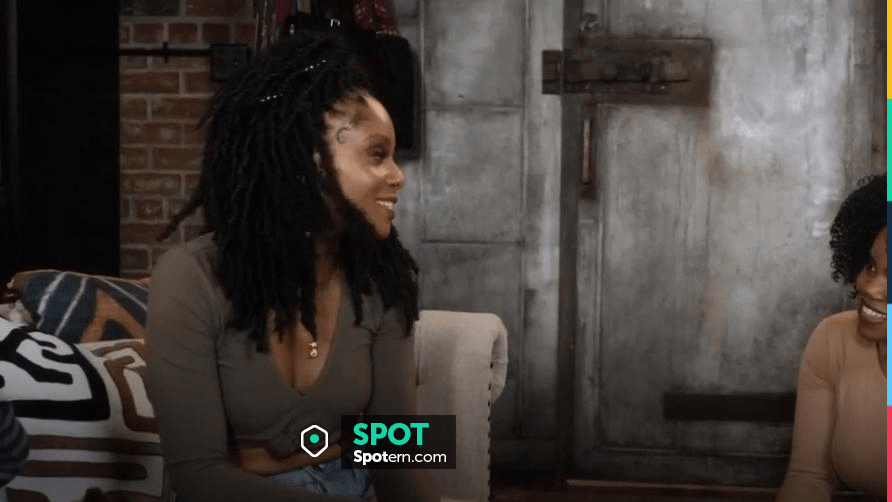 All The Ways Tiffany Knot Front Top worn by Simone Hicks (Geffri Maya ...