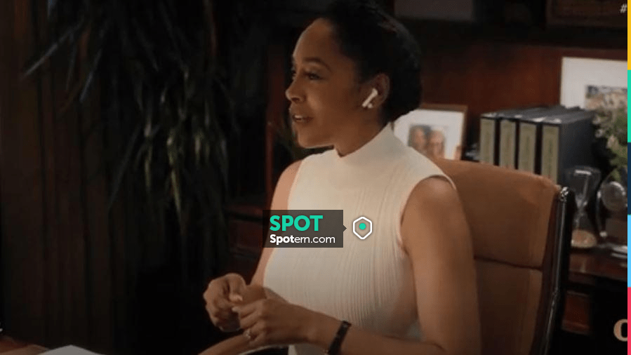 Herve Leger Rib Knit Sleeveless Midi Turtleneck Dress worn by Lola ...