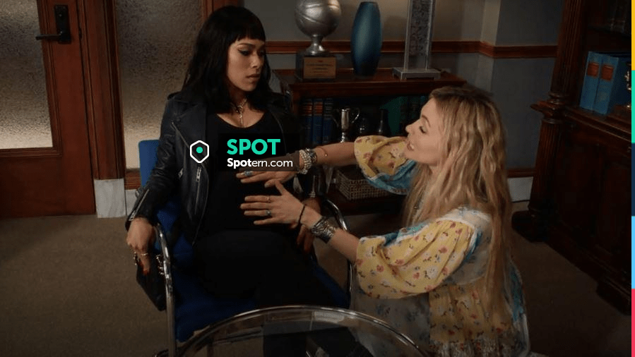 All saints Balfern Leather Bik­er Jack­et worn by Emily Lopez (Jessica ...