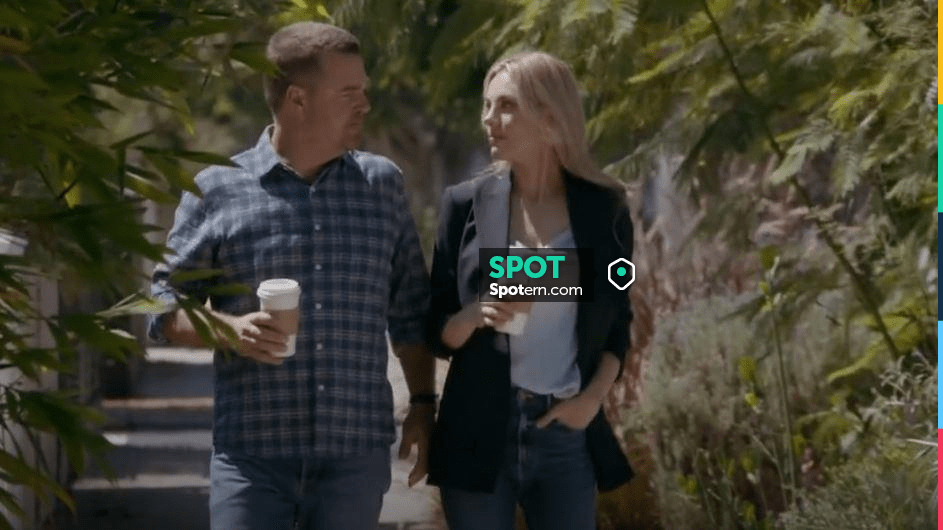 Open Edit Oversize Linen Blend Blazer in Navy Blazer worn by Anna ...