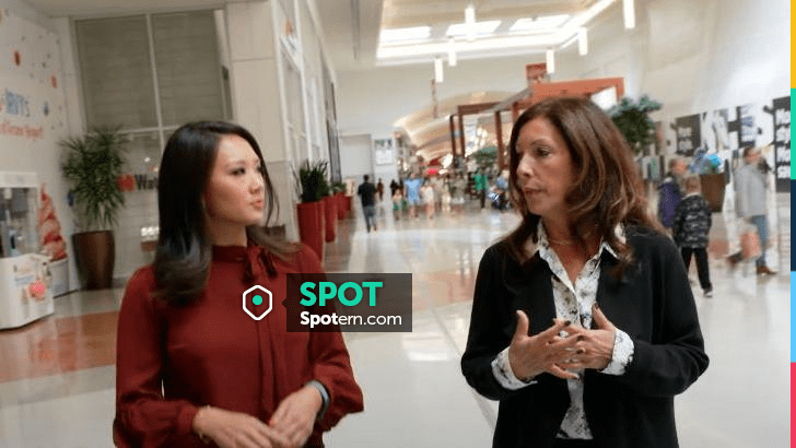 CeCe Tie Neck Blouse in Claret Red worn by Nancy Chen as seen in CBS ...