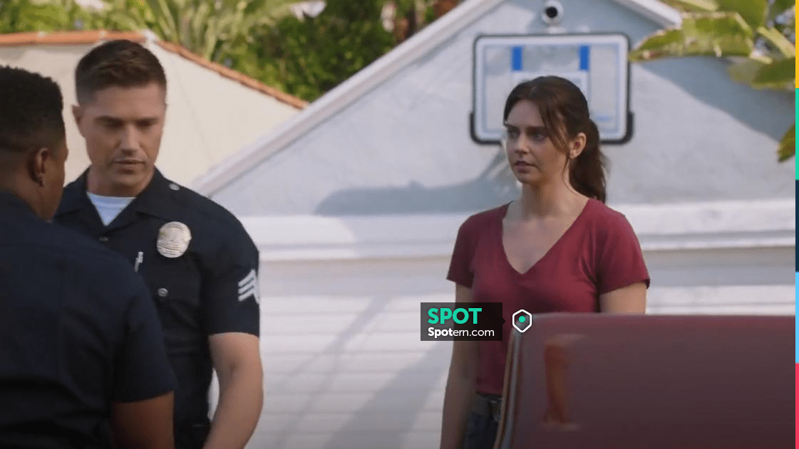 Michael Stars Nikki Tee In Plum worn by Chloe Bridges as seen in The ...