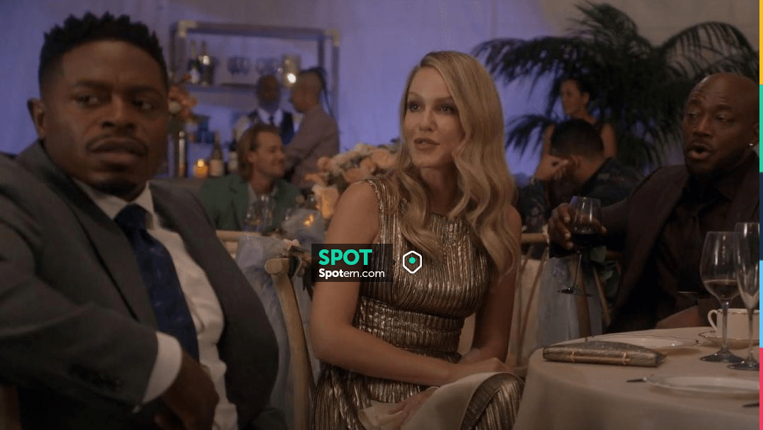 Rasario Pleated Maxi Dress Trimmed With Edging worn by Laura Fine-Baker ...