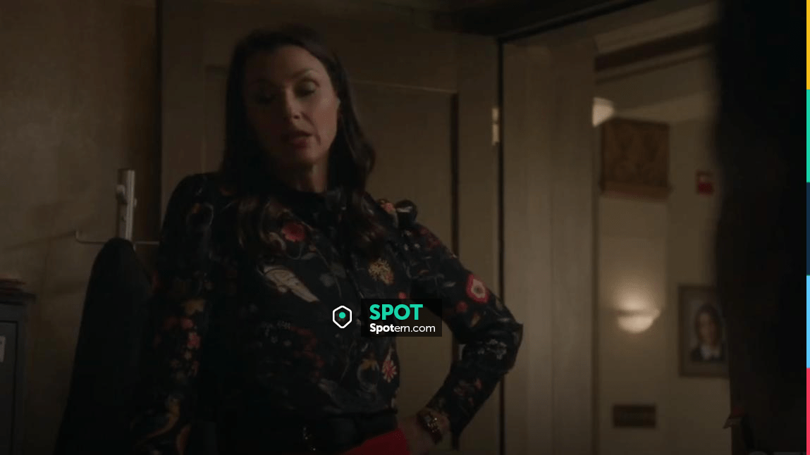 REDValentino Flora-and-Fauna Print Long-Sleeve Blouse worn by Erin ...