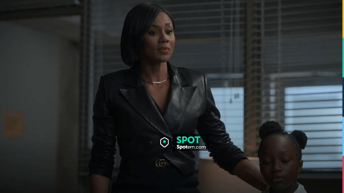 The Sei Cropped Double Breasted Leather Blazer Worn By Jax Stewart