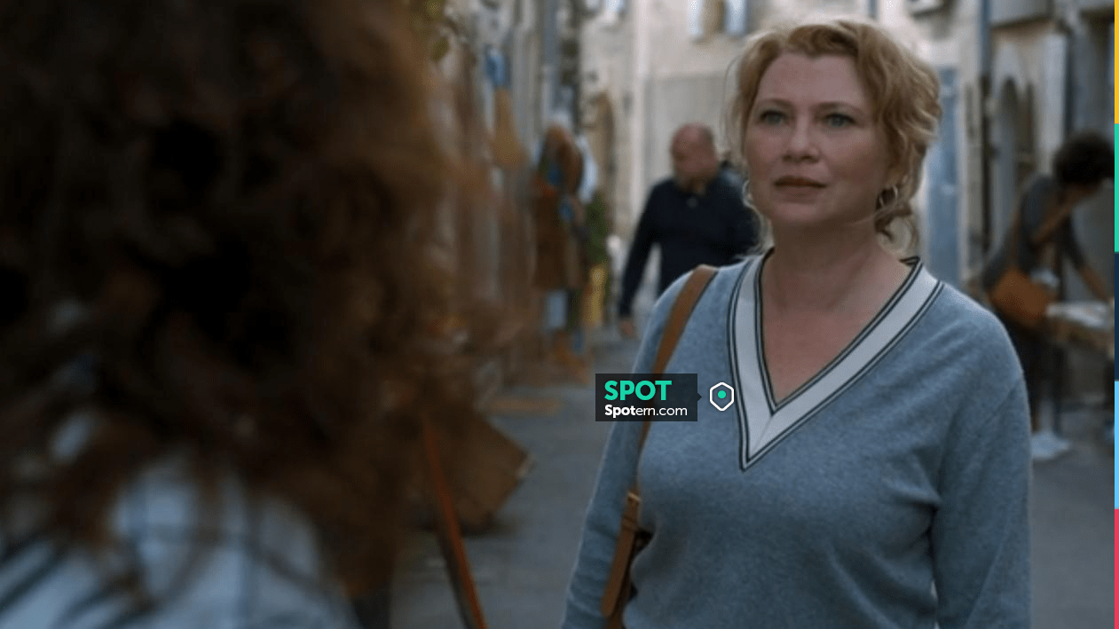 The Sandro contrasting neckline sweater worn by Elodie (Cécile Bois) in ...