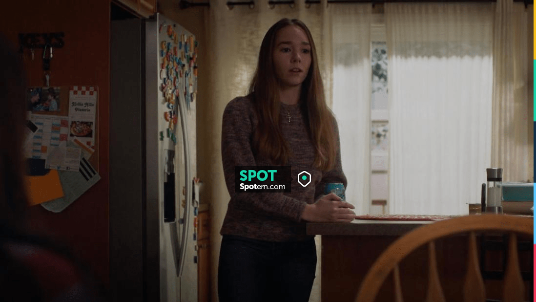 Madewell Eaton Space Dye Puff Sleeve Sweater worn by Angelina Meyer ...