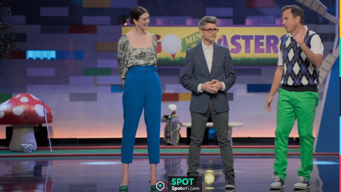 Zara Heeled Mules in green with Rhi­nes­stones worn by Amy Corbett as ...