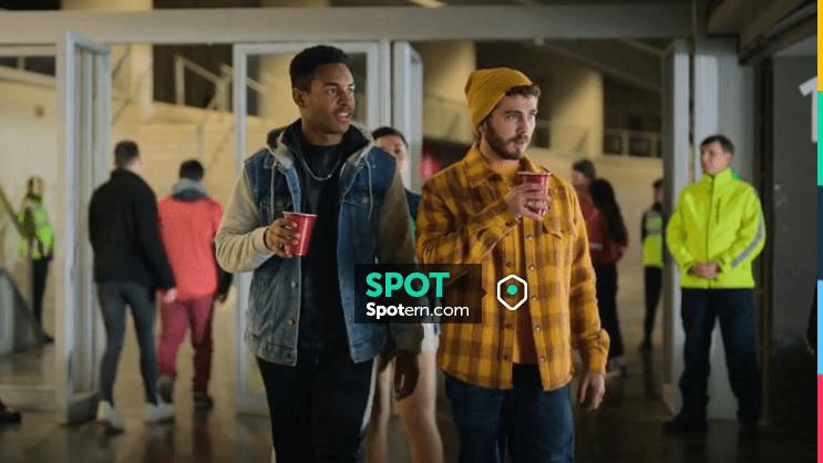 Sandro Wool Over­shirt with Check Print and Teddy Linning worn by Didac ...