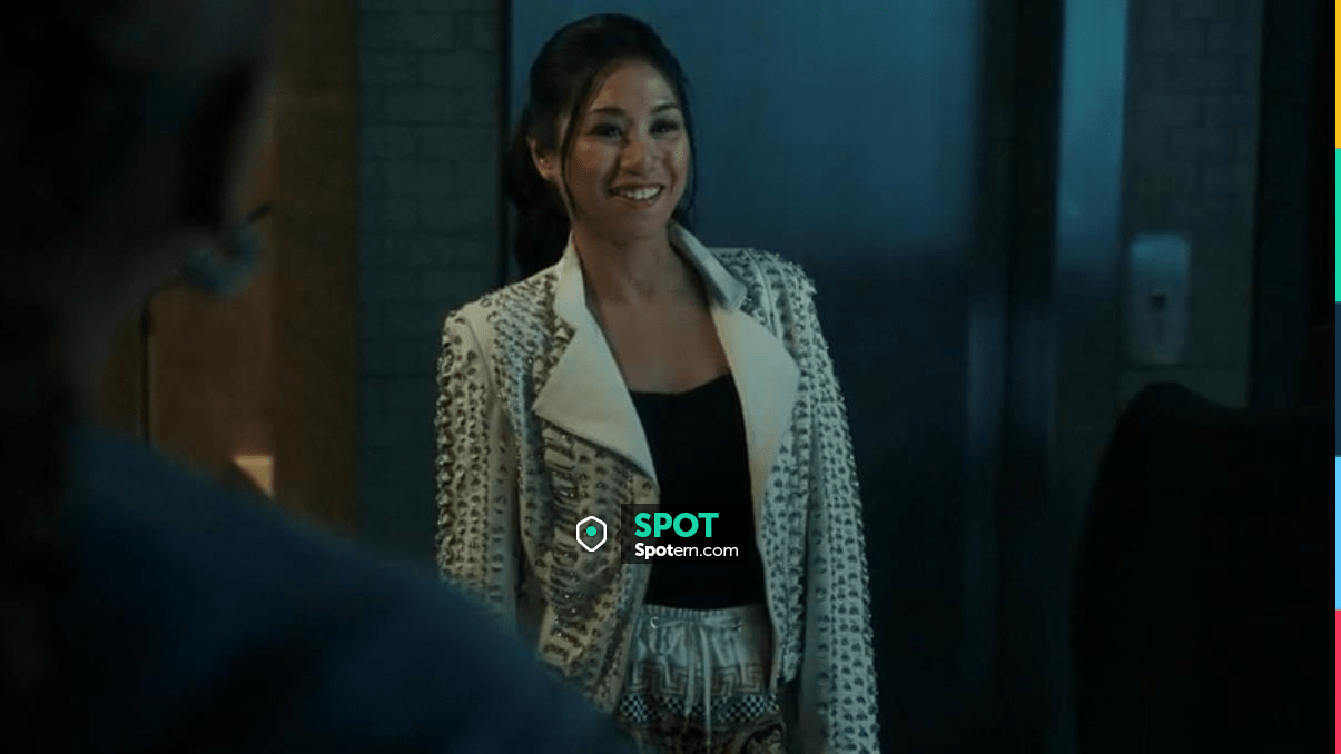 Alice + Olivia Jace Embellished Leather Moto Jacket worn by Melody 'Mel ...